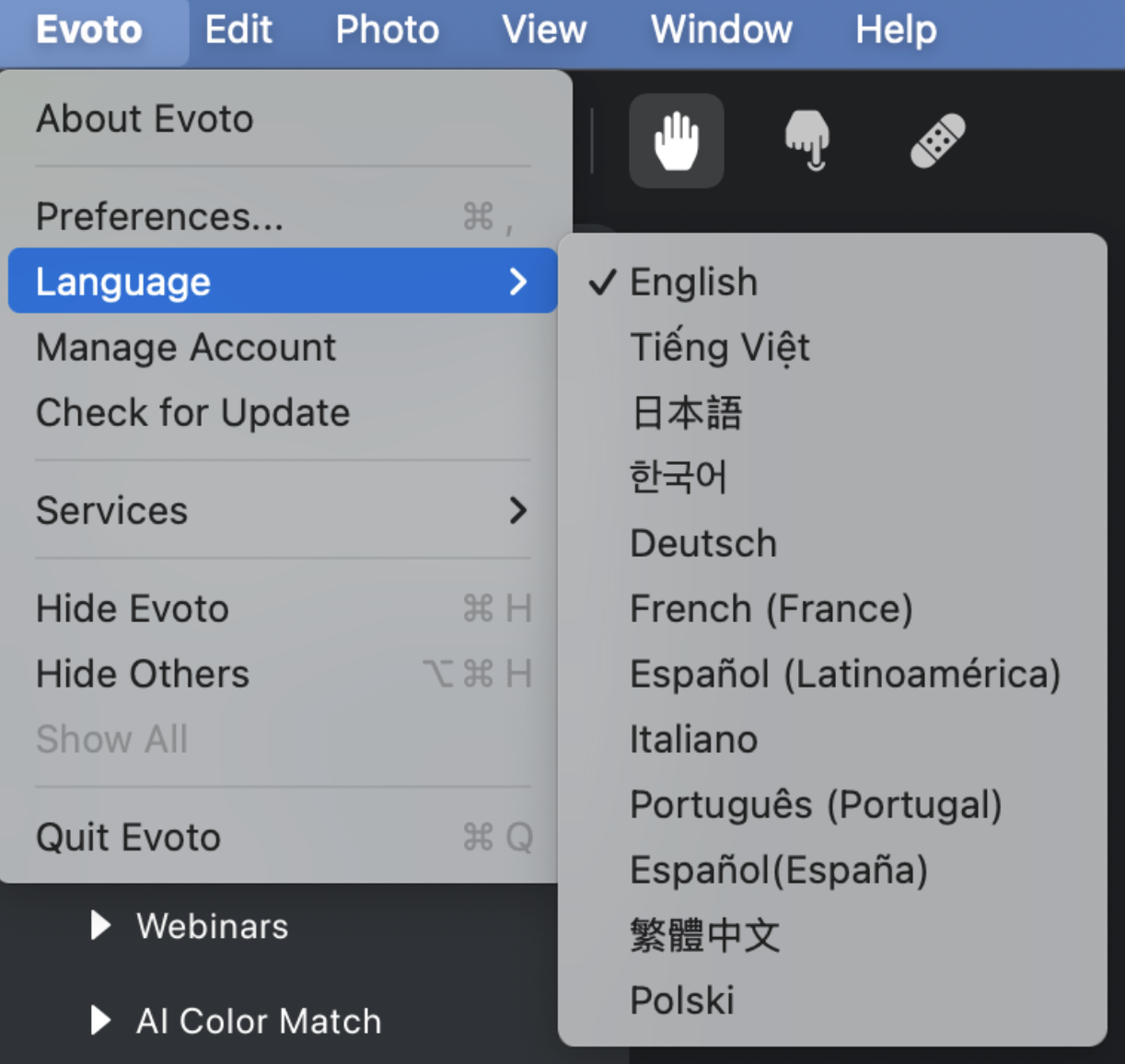System Languages – EVOTO SUPPORT